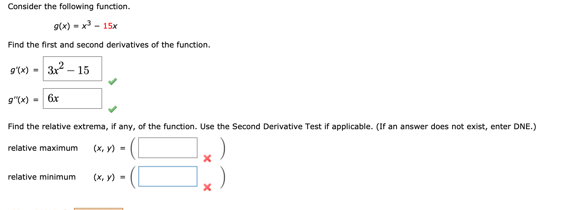 Solved Consider the following function. g(x)=x3−15x Find the | Chegg.com