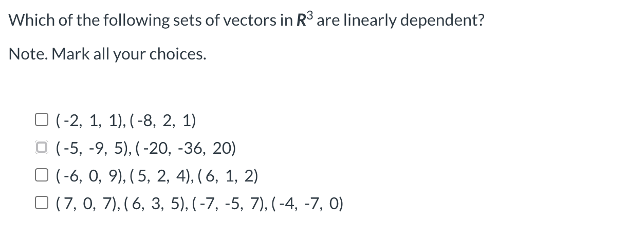 Solved Which of the following sets of vectors in R3 are | Chegg.com