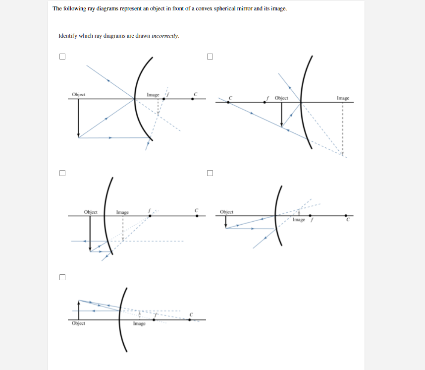 Solved The following ray diagrams represent an object in | Chegg.com