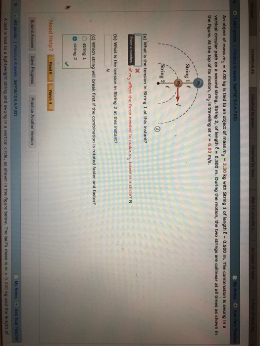 Solved An object of mass m1 -4.00 kg is tied to an object of | Chegg.com