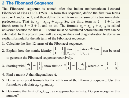 Solved 2 The Fibonacci Sequence The Fibonacci Sequence Is Chegg