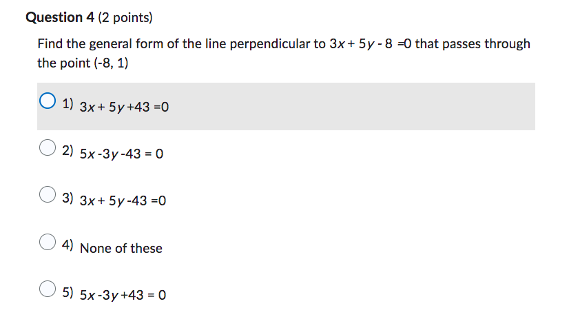 Solved Find the general form of the line perpendicular to | Chegg.com
