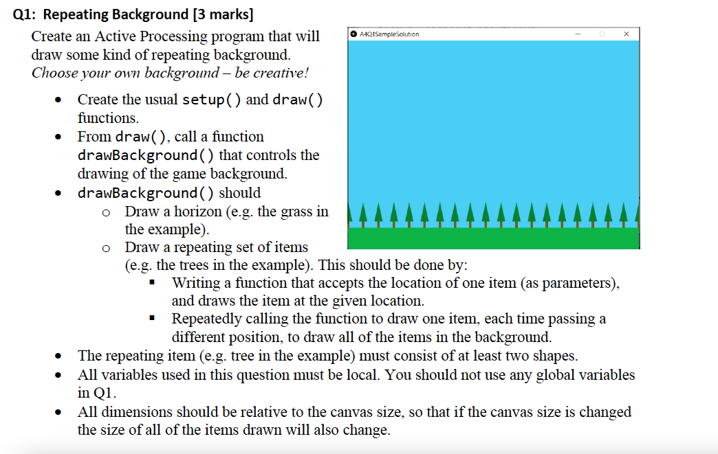 A4Q1Sample Solution х . o Q1: Repeating Background [3 | Chegg.com