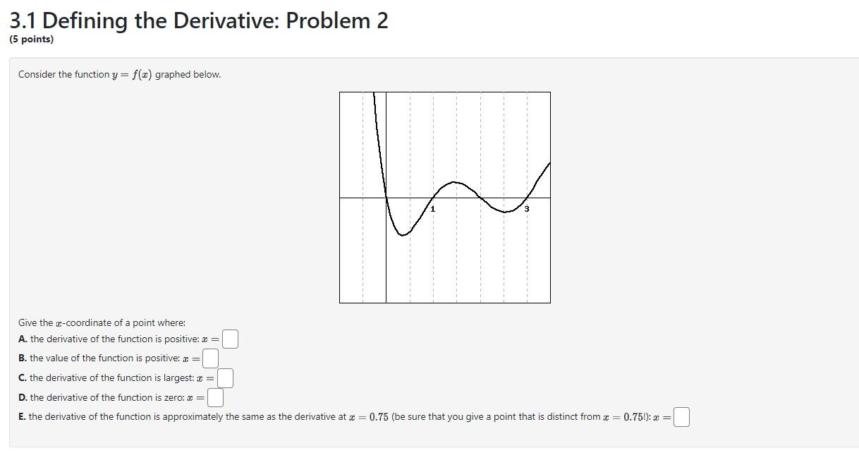 Solved 31 Defining The Derivative Problem 2 5 Points 