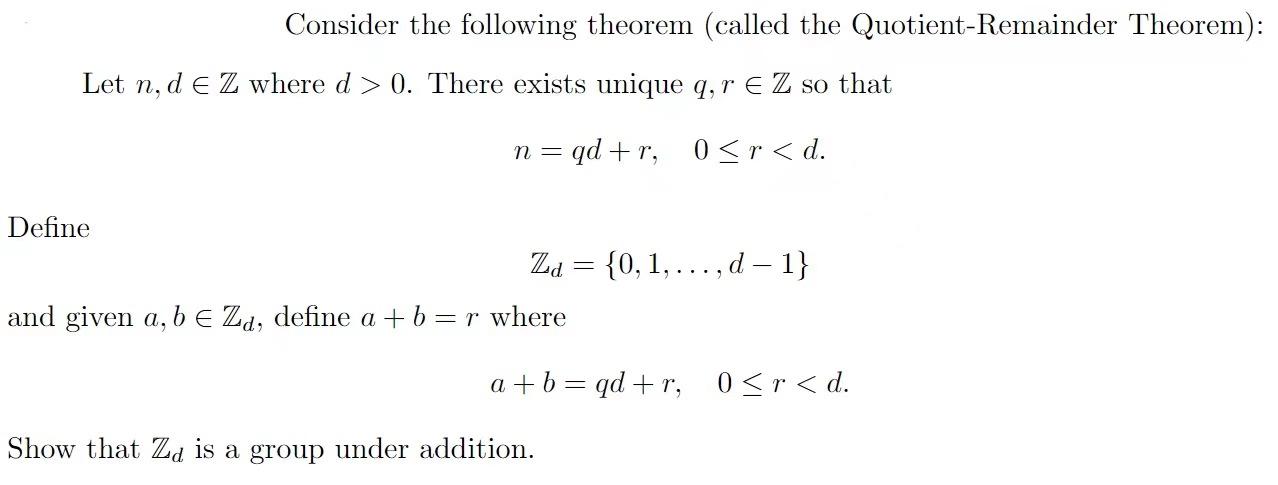Solved Consider the following theorem (called the | Chegg.com