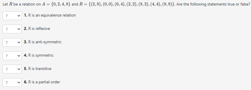 Solved Let R be a relation on A={1,3,8,9} and | Chegg.com Solved Let R be a relation on A={1,3,8,9} and | Chegg.com