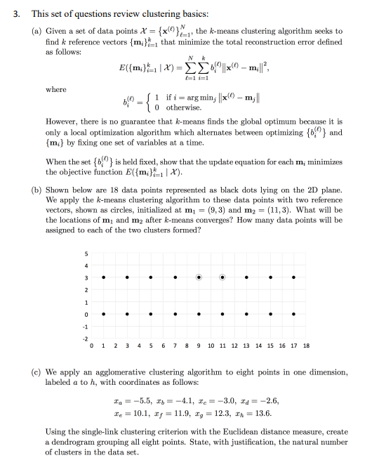 Solved This set of questions review clustering basics: (a) | Chegg.com