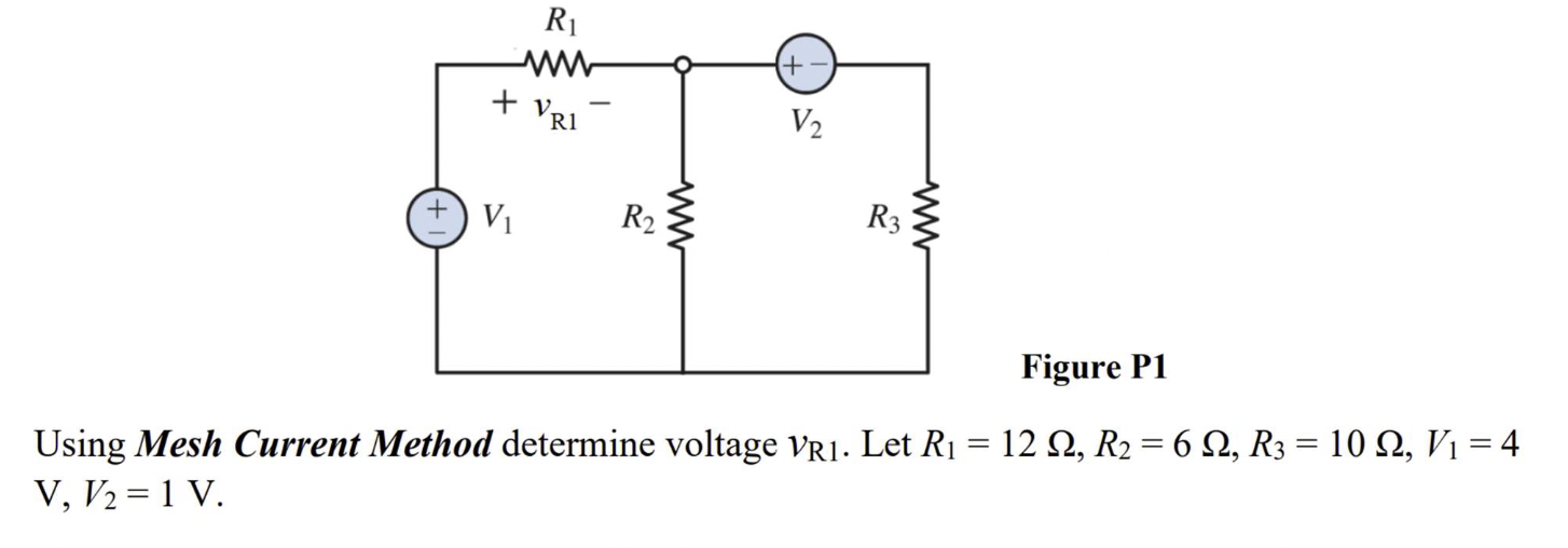 Solved Figure P1 Using Mesh Current Method determine voltage | Chegg.com