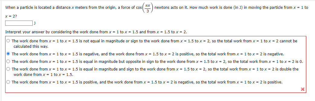 Solved When a particle is located a distance x ﻿meters from | Chegg.com