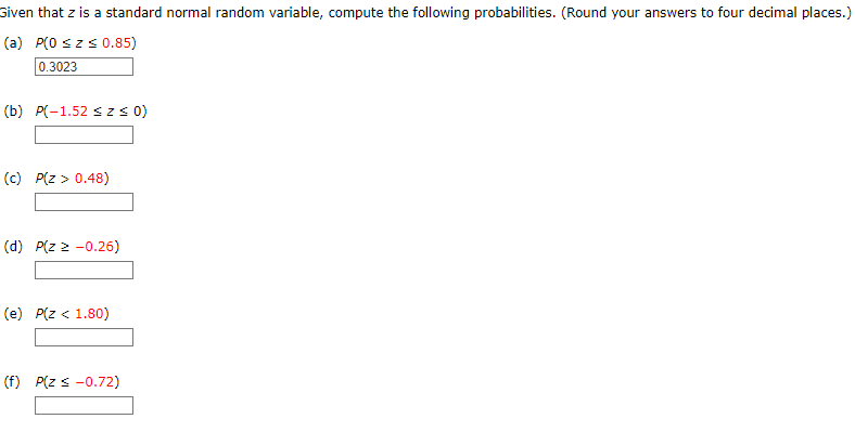 Solved Given That Z Is A Standard Normal Random Variable 4098