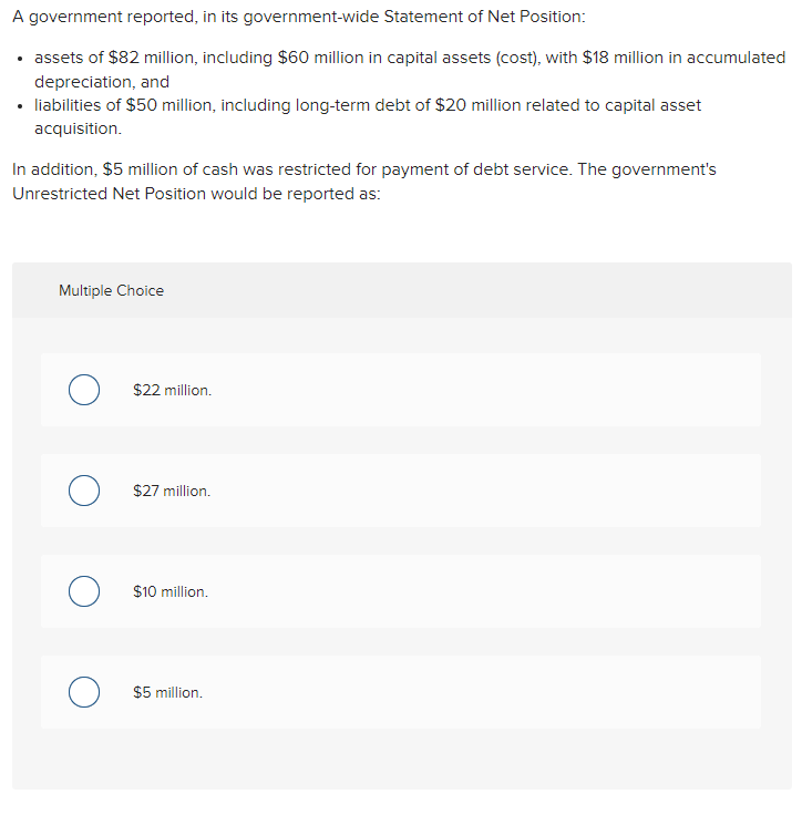 Solved A government reported, in its government-wide | Chegg.com