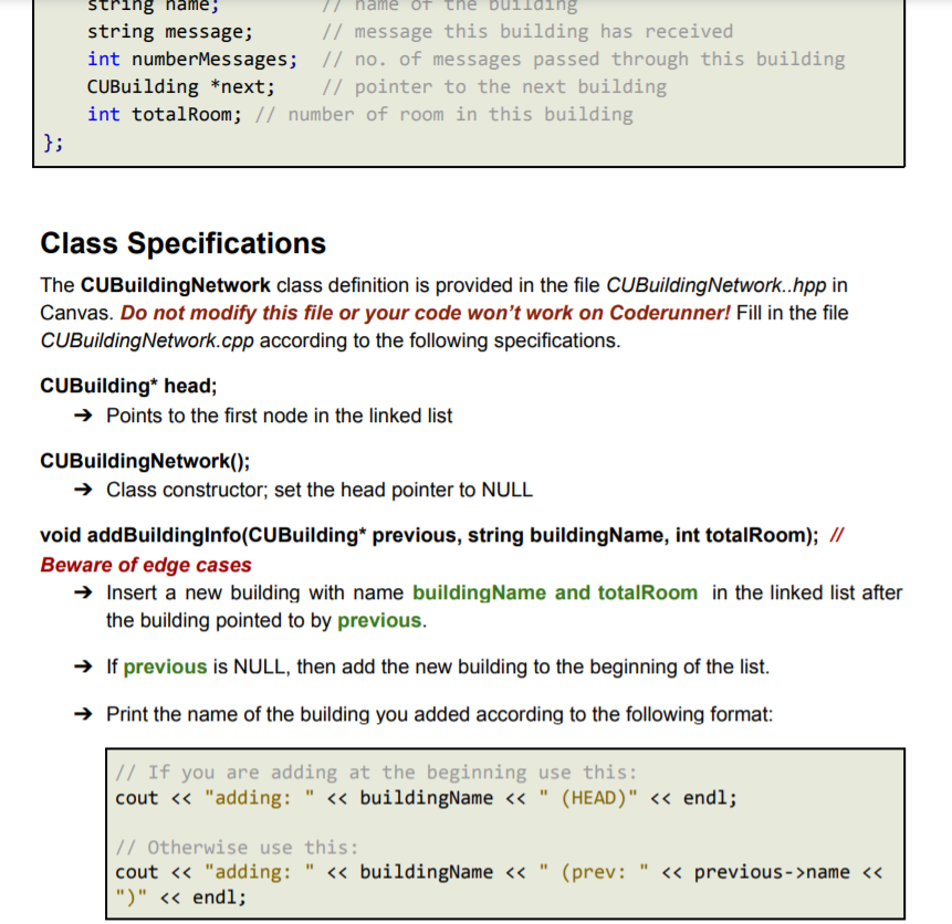Solved 2. Linked Lists Communication Between Buildings | Chegg.com