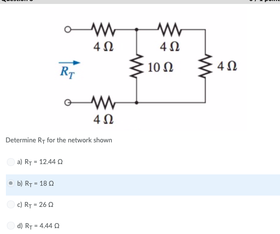 Solved 10Ω 10 Ω RT 10 Ω Determine RT for the network shown | Chegg.com