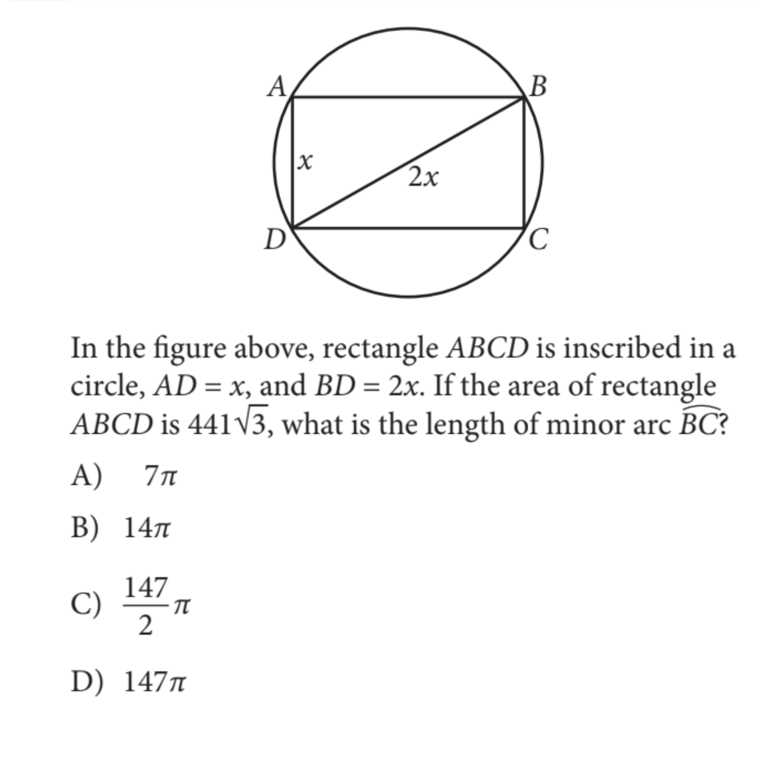 Solved In the figure above, rectangle ABCD is inscribed in | Chegg.com