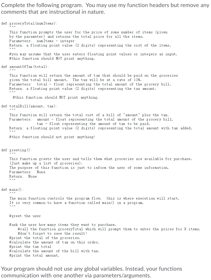 Solved Complete the following program. You may use my | Chegg.com