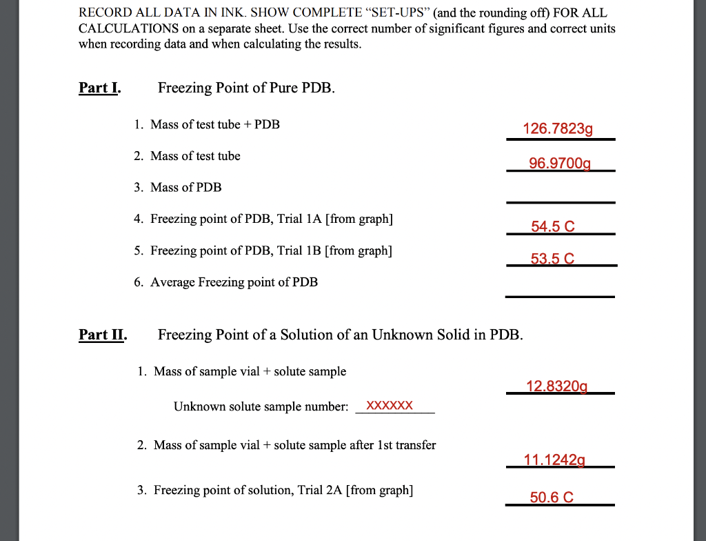 Solved RECORD ALL DATA IN INK. SHOW COMPLETE "SET-UPS" (and | Chegg.com