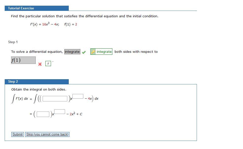 Solved Tutorial Exercise Find the particular solution that | Chegg.com