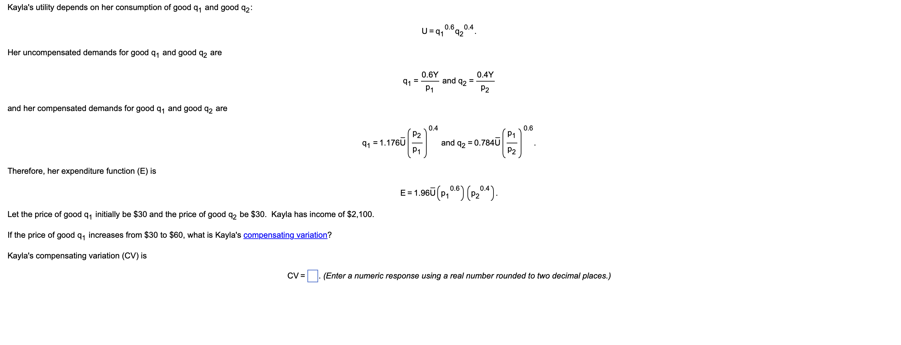 Solved Kayla's utility depends on her consumption of good q1 | Chegg.com
