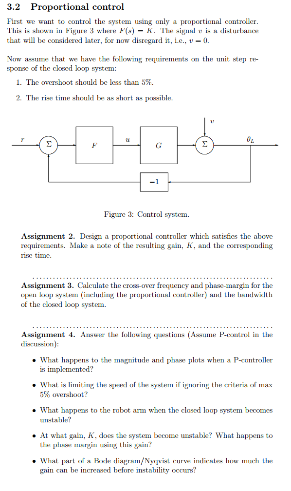 3.2 Proportional control First we want to control the | Chegg.com
