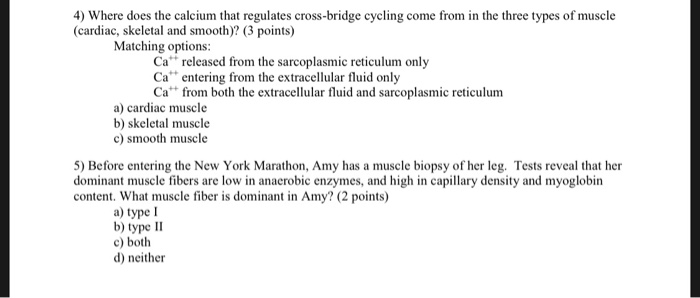 Solved 4) Where does the calcium that regulates cross-bridge | Chegg.com