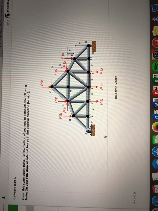 Solved 02 Weight: 19.00 % Given this symmetrical truss, use | Chegg.com