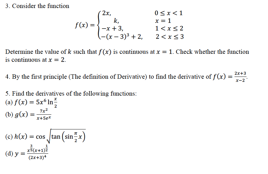 Solved 3. Consider the function | Chegg.com