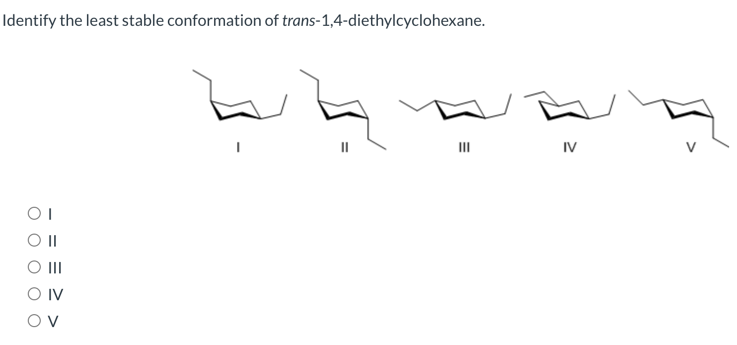 Solved Identify the least stable conformation of | Chegg.com