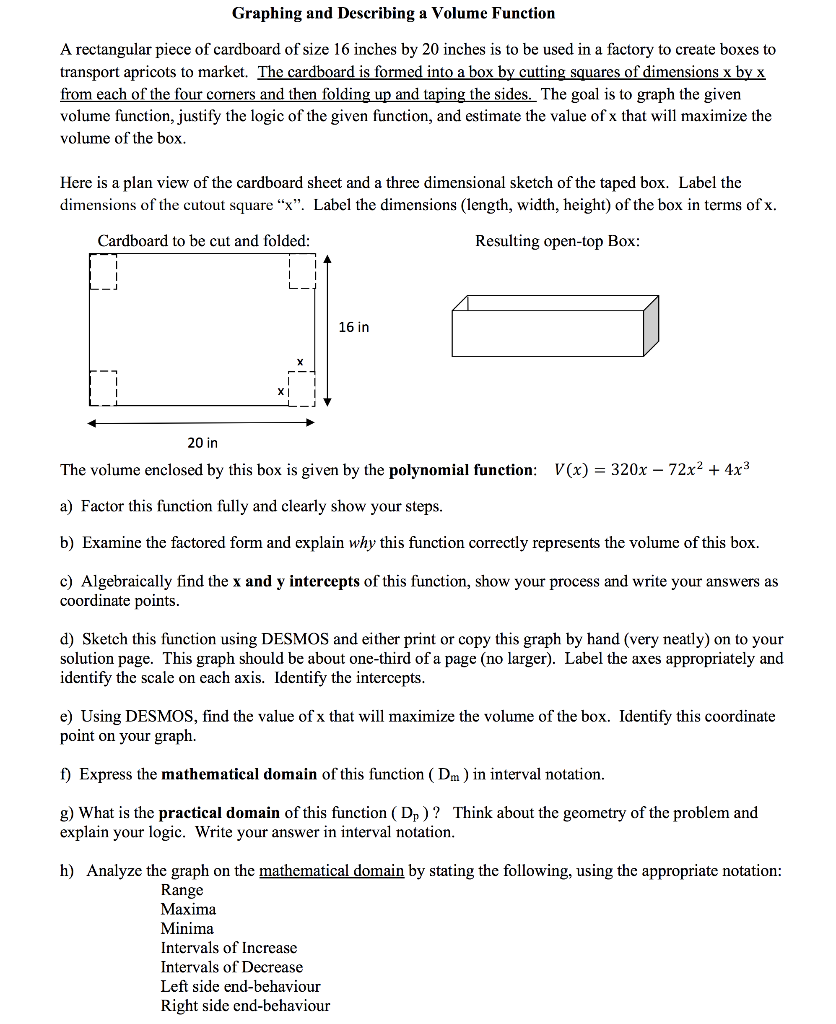 Solved Graphing and Describing a Volume Function A | Chegg.com