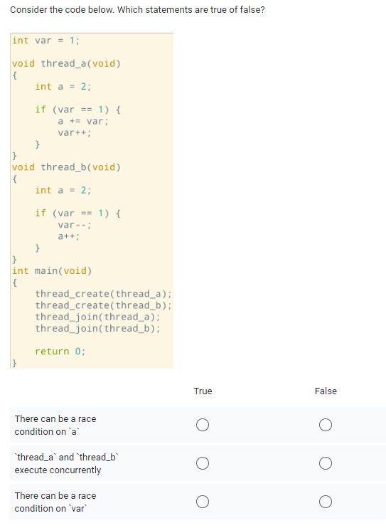 Solved Consider the code below. Which statements are true of | Chegg.com