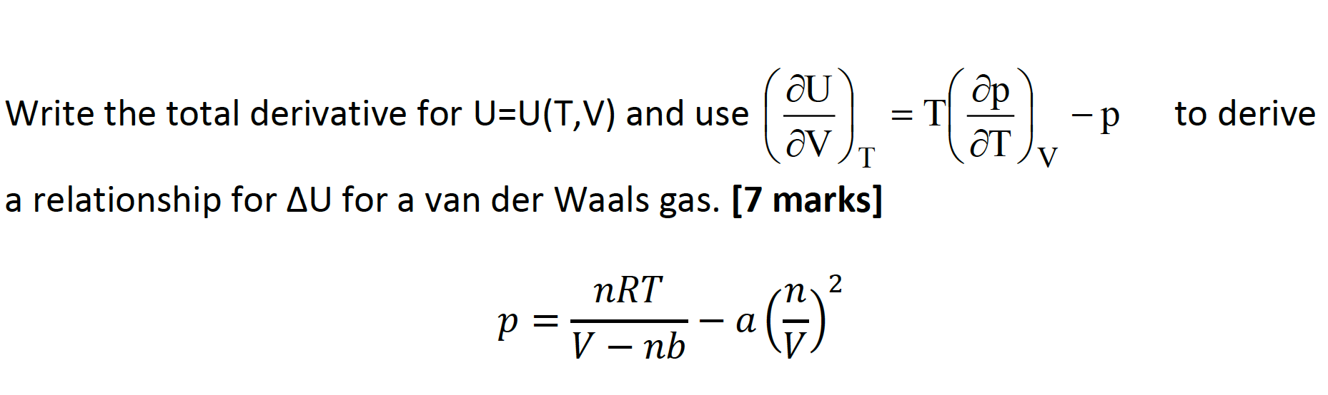 Solved др to derive ƏU Write the total derivative for | Chegg.com