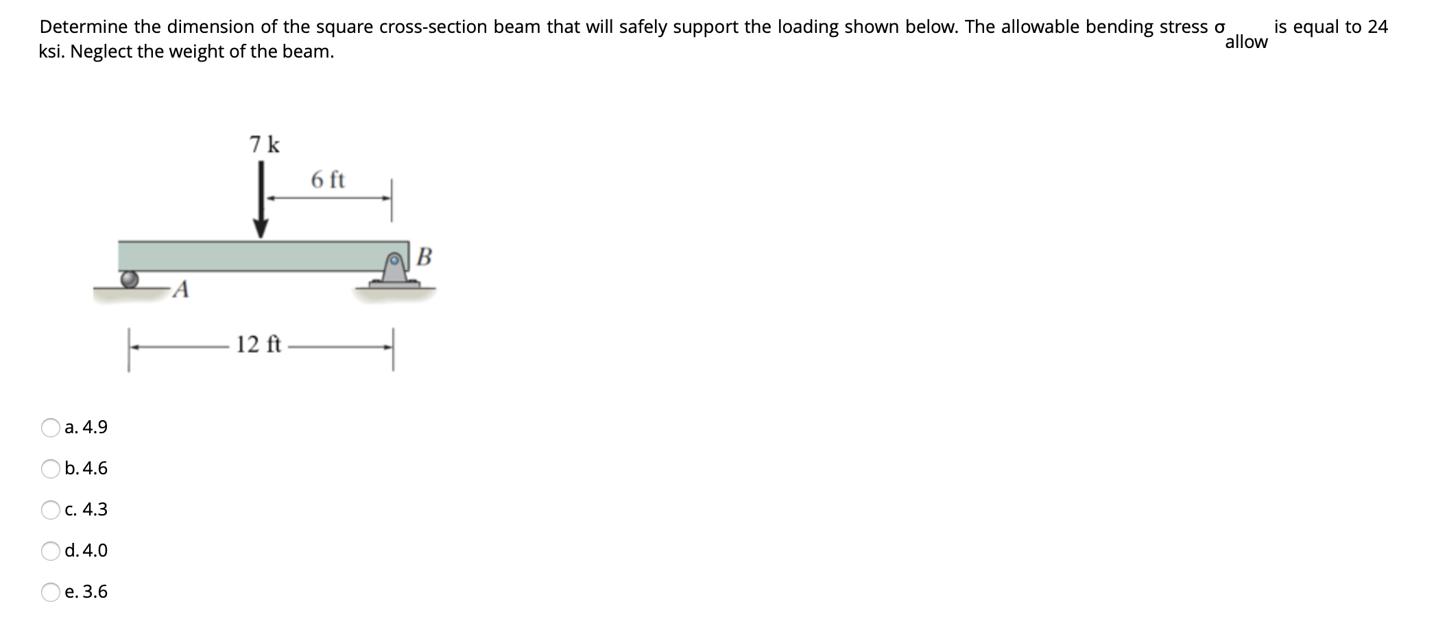Solved Determine the dimension of the square cross-section | Chegg.com
