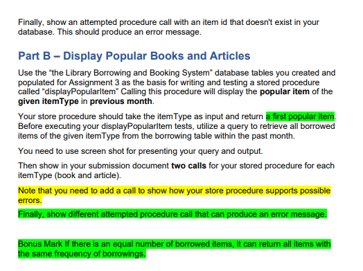 Solved Finally, show an attempted procedure call with an | Chegg.com