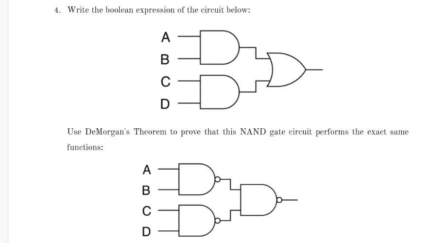 Solved 4. Write the boolean expression of the circuit below: | Chegg.com