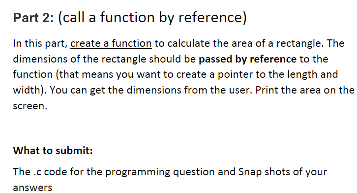 Solved Part 2 Call A Function By Reference In This Part Chegg
