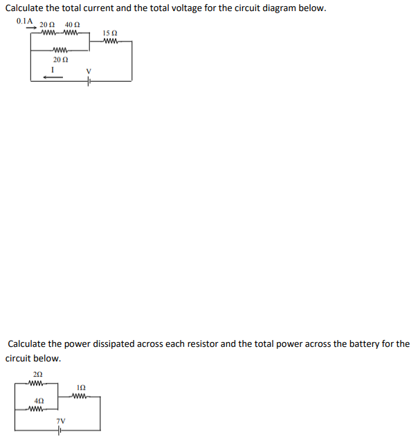 Solved Calculate the total current and the total voltage for | Chegg.com