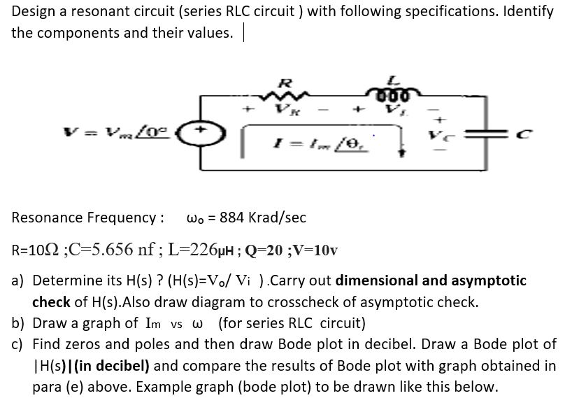 Solved Design a resonant circuit (series RLC circuit) with | Chegg.com