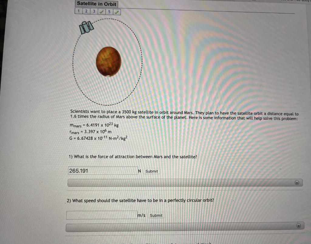 Solved Satellite in Orbit 1 2 3 √5 ~ Scientists want to | Chegg.com