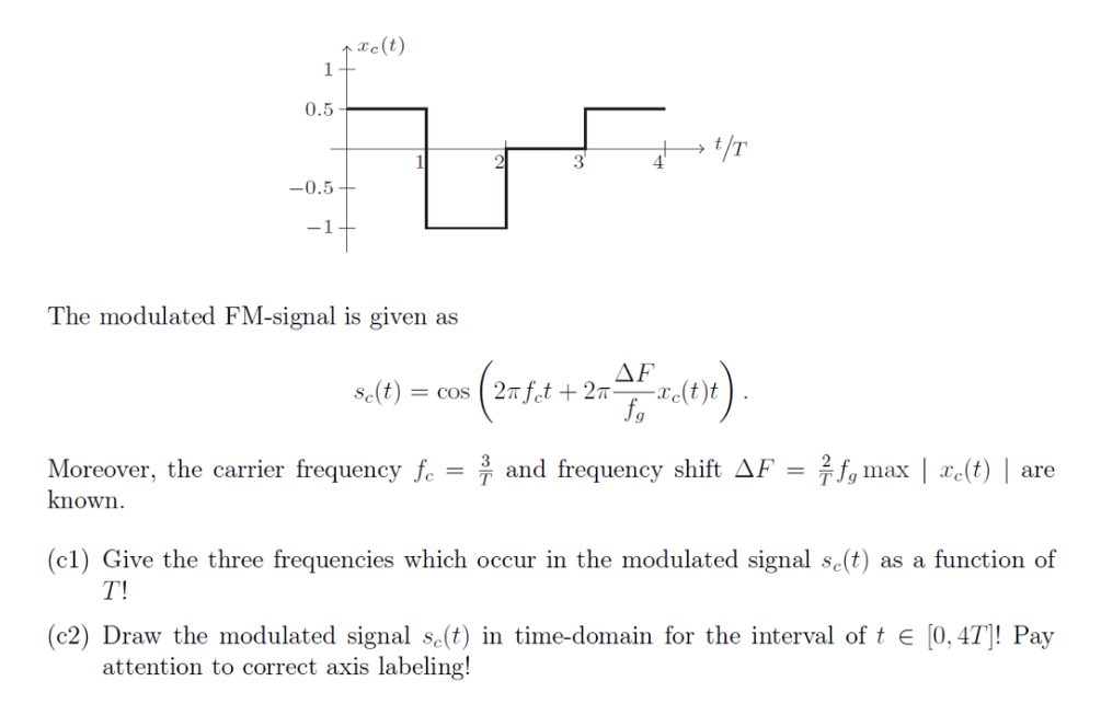 The modulated FM-signal is ﻿given | Chegg.com
