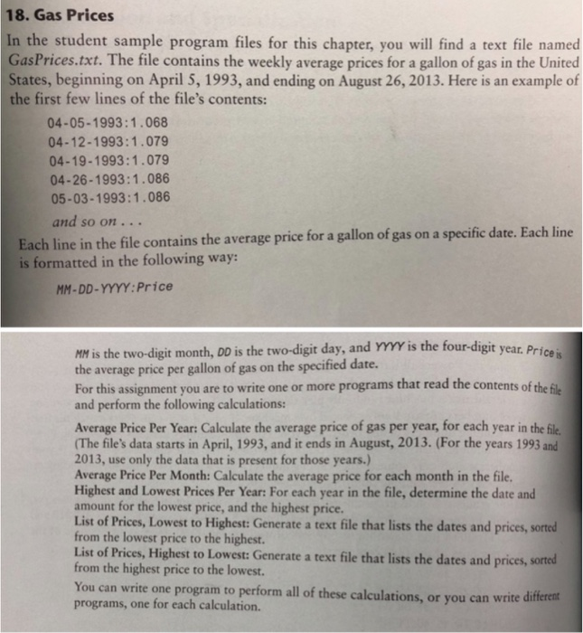 Solved 18. Gas Prices In the student sample program files | Chegg.com
