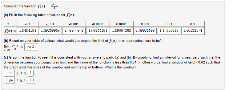 Consider the function f(x)=x3x−1. (a) Fill in the | Chegg.com