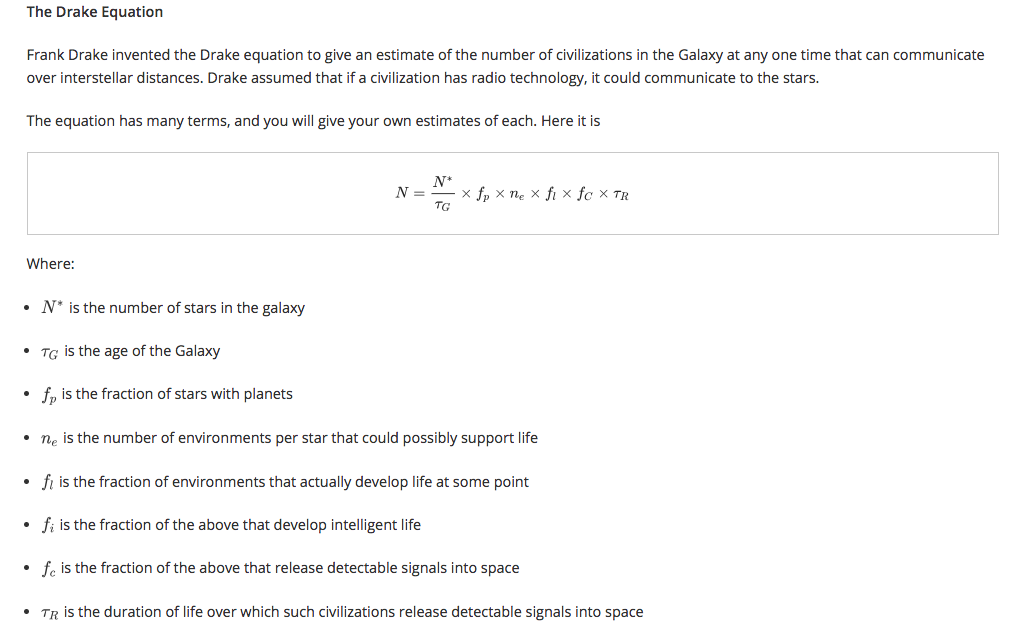 Solved The Drake Equation Frank Drake invented the Drake | Chegg.com