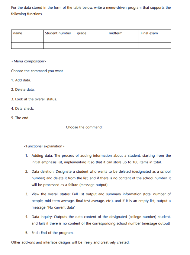 Solved For the data stored in the form of the table below, | Chegg.com