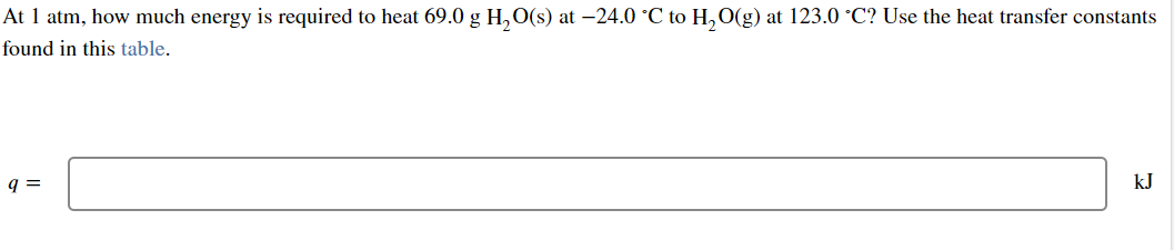 Solved At 1 atm, how much energy is required to heat 69.0 | Chegg.com