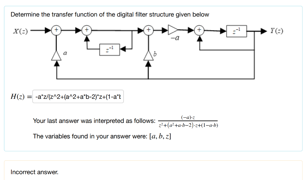 Solved Determine the transfer function of the digital filter | Chegg.com