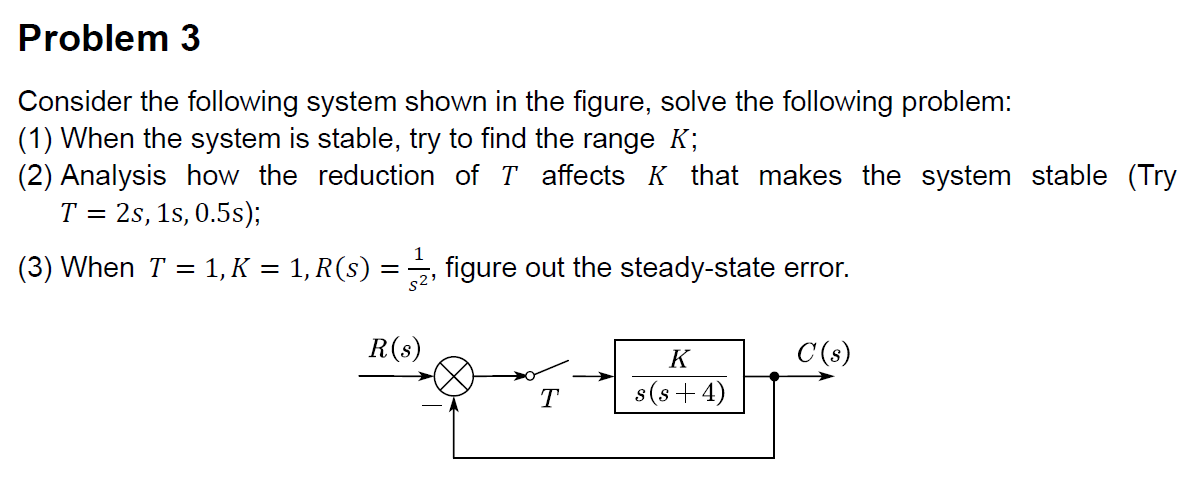 Solved Consider the following system shown in the figure, | Chegg.com