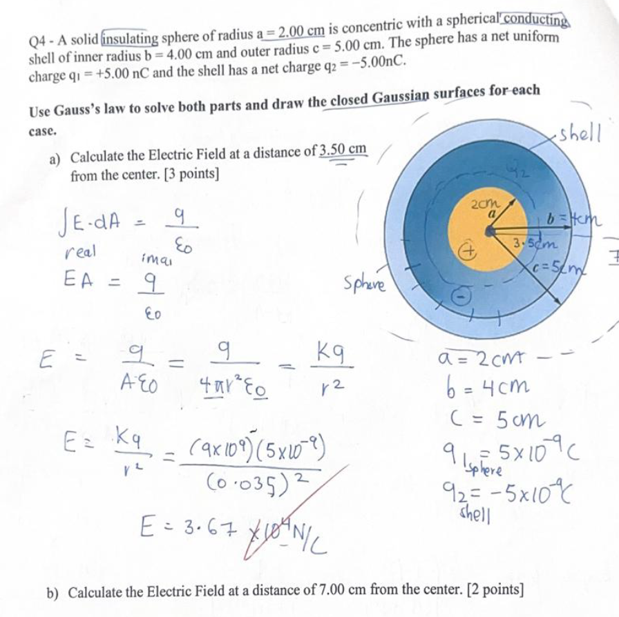 Solved Q4 - ﻿A solid insulating sphere of ﻿radius | Chegg.com