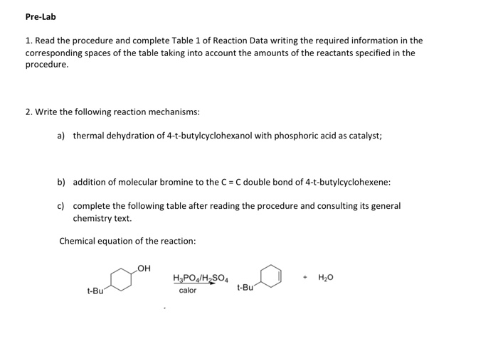Solved Pre-Lab 1. Read the procedure and complete Table 1 of | Chegg.com