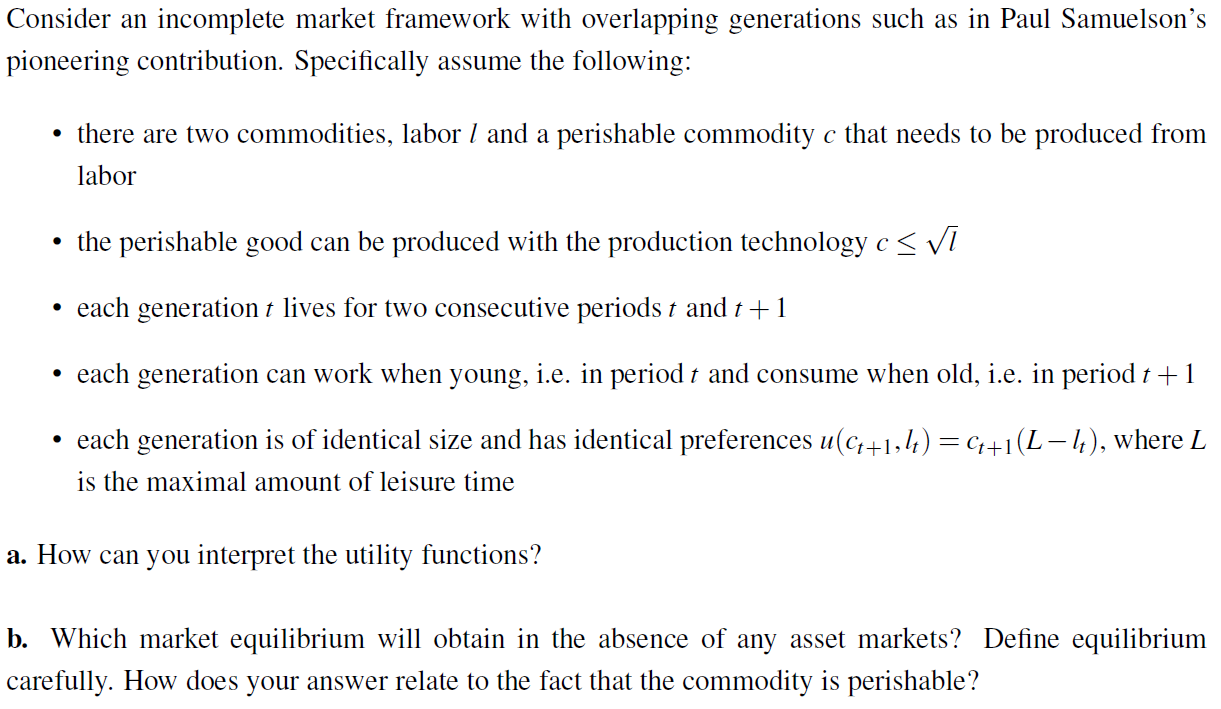 Solved Consider an incomplete market framework with | Chegg.com