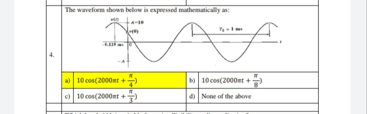 Solved The waveform shown below is expressed mathematically | Chegg.com