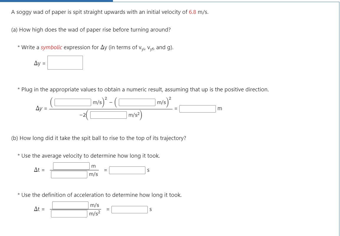 Solved A soggy wad of paper is spit straight upwards with an | Chegg.com